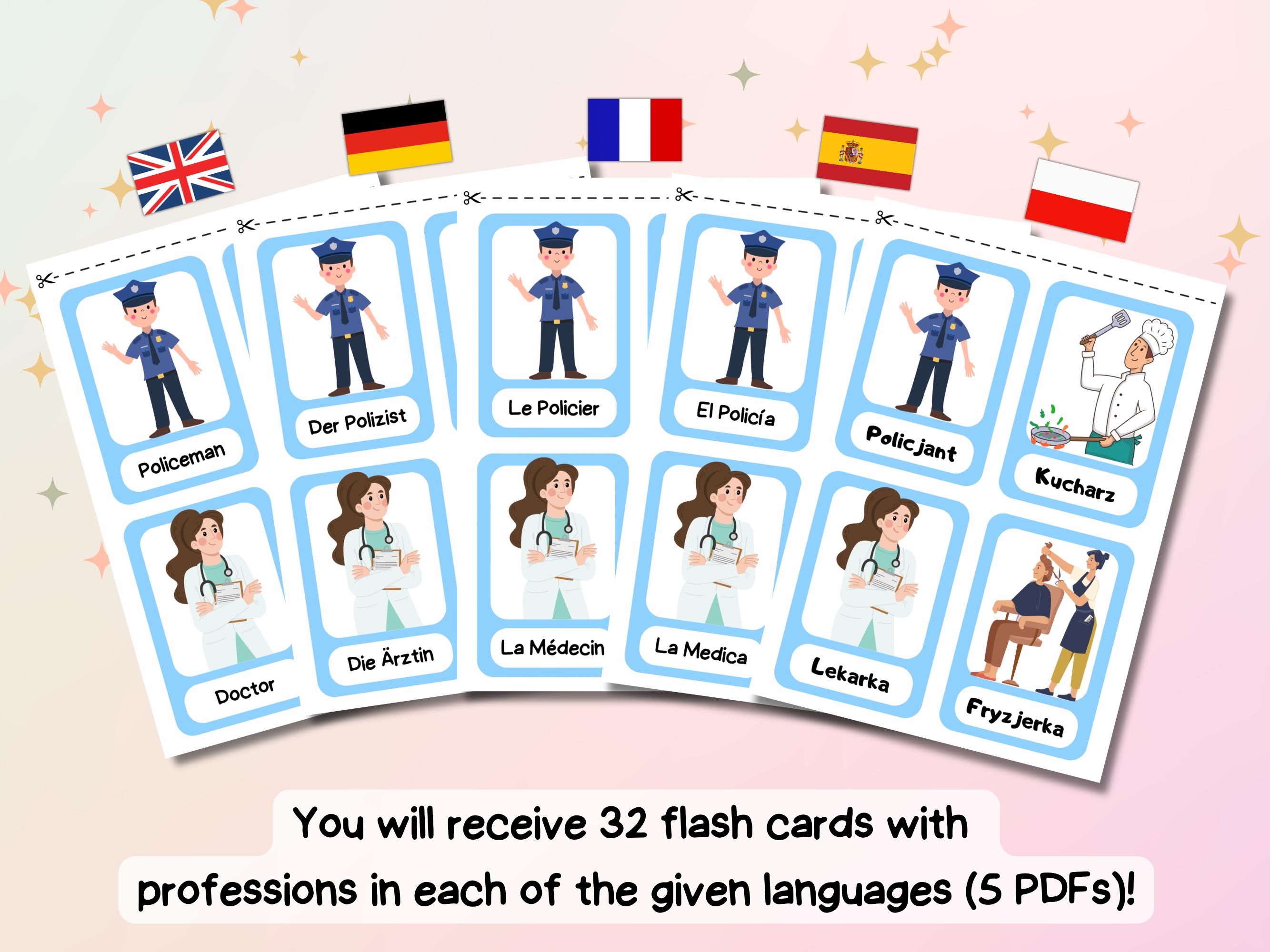 32 Professions Flashcards for Kids, Occupations Flash Cards, Children ...