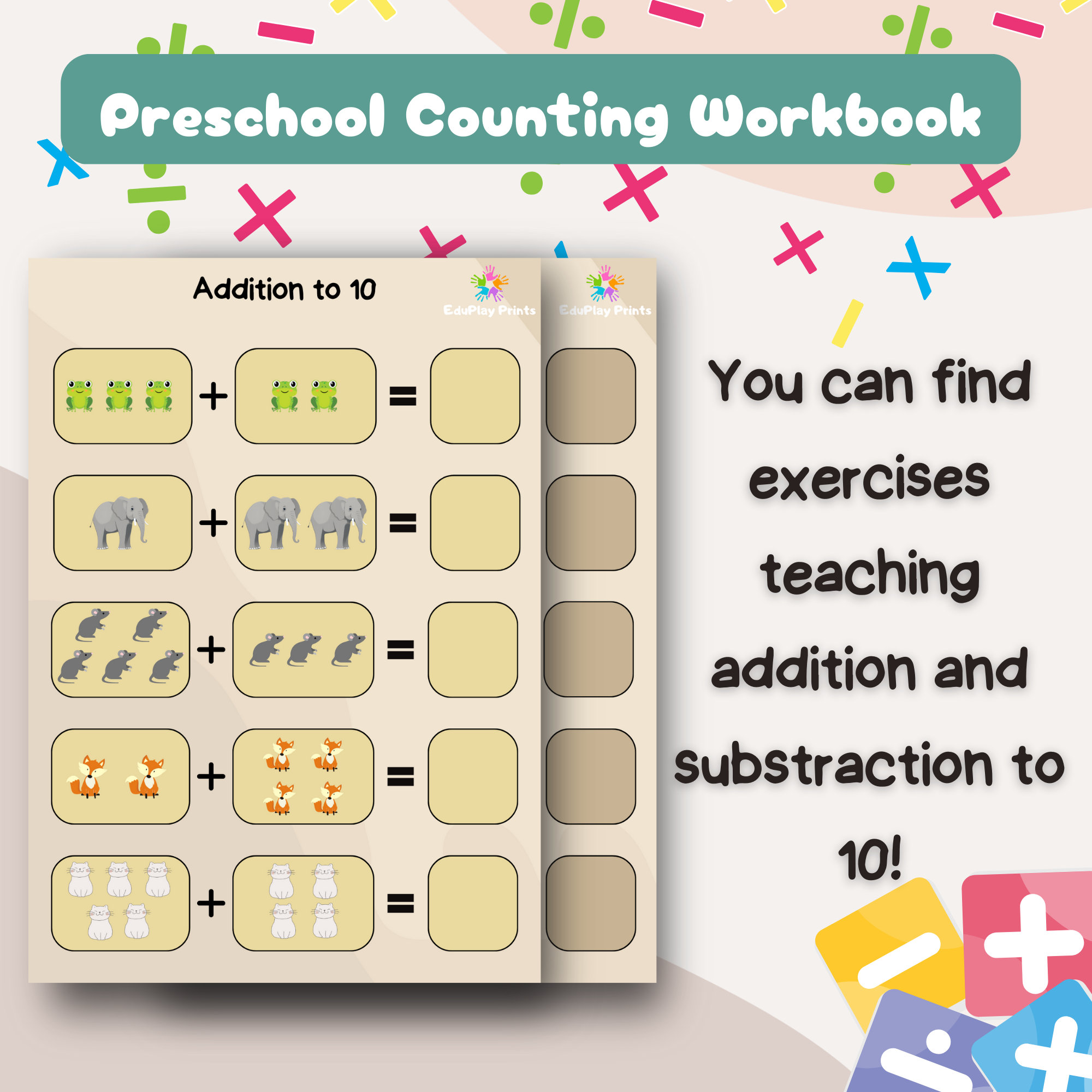 10 Printable Counting Workbook, Counting Exercises for Kids, Math ...