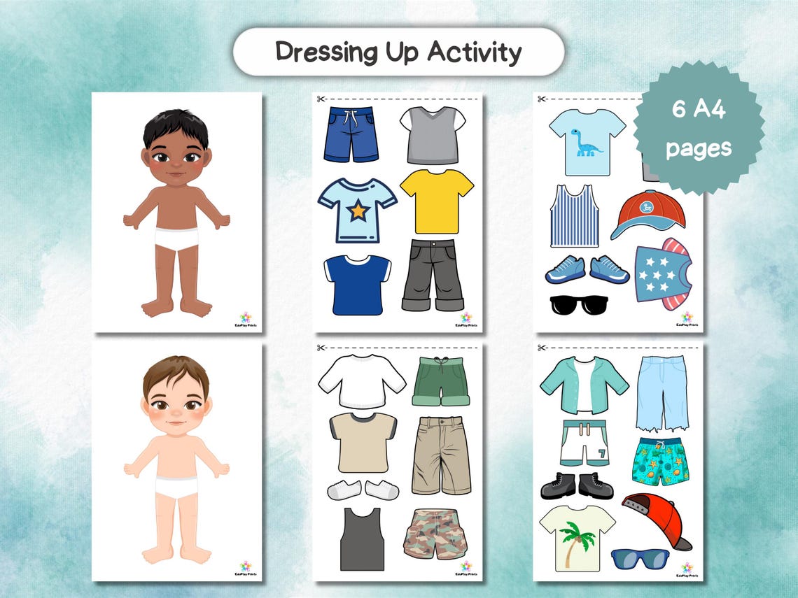 Printable Dress up Activity Boy Version, Dressing Activity, Kids Game ...