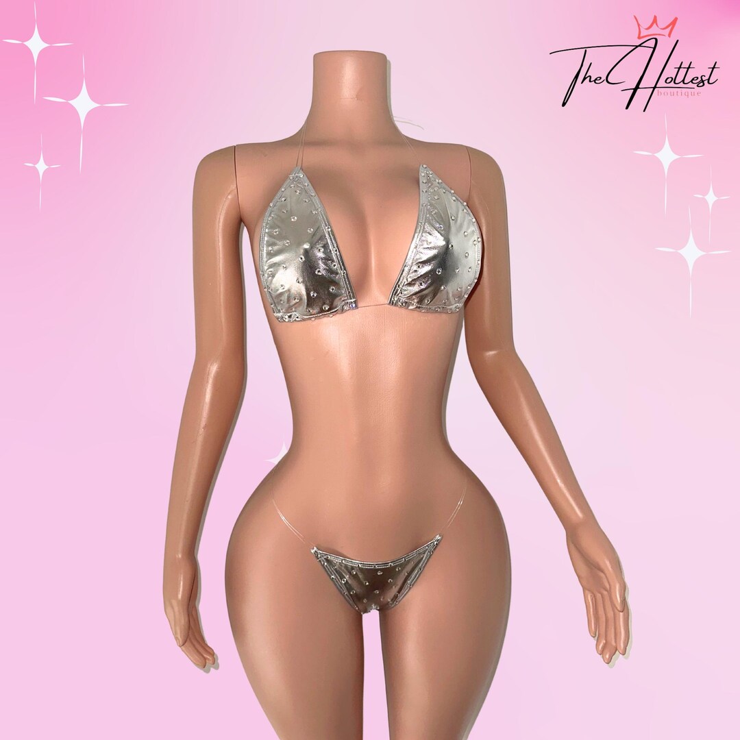 Microkini With Rhinestones Swimwear Exotic Dancewear - Etsy