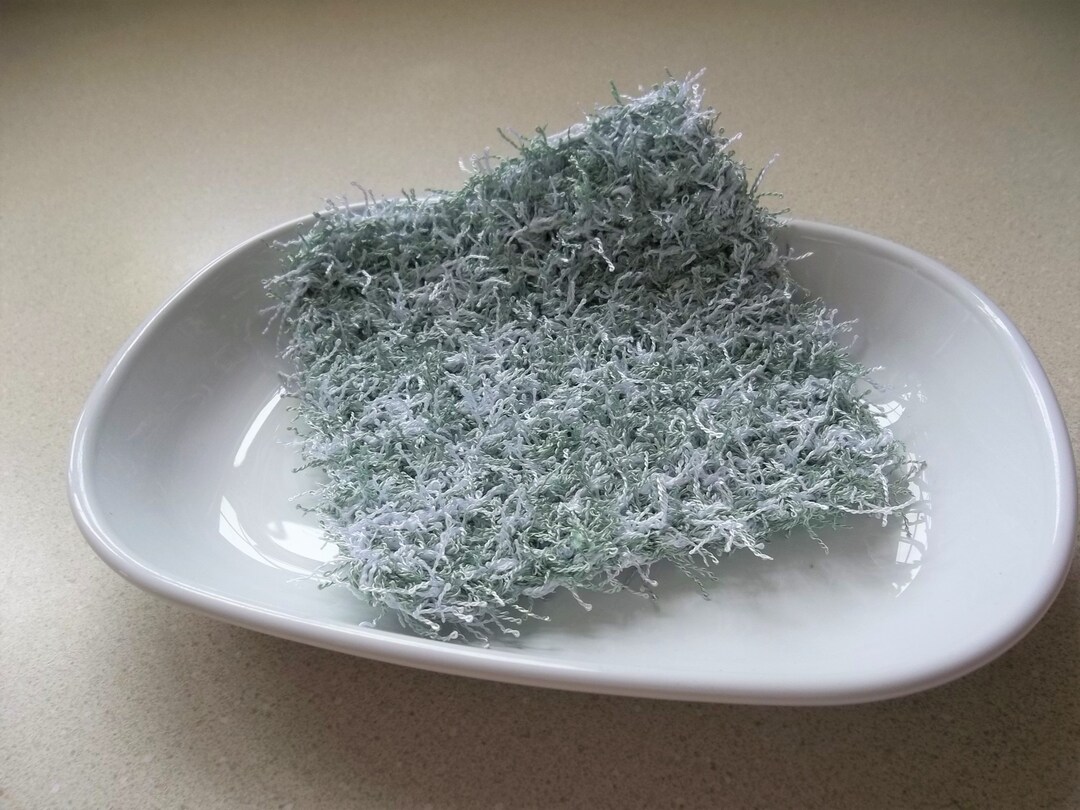 Square Knit Scrubby white and Green Double Thickness Dishcloth Scrubby ...