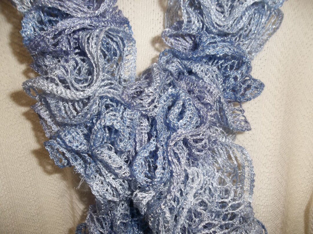 Lavender Blue Ruffle Scarf Knit Ruffle Scarf Spring Fall Scarf Fashion ...