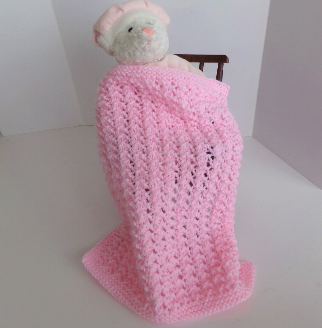 Pink Lacy Doll Blanket -hand Knit Doll Blanket-cuddle Blanket-pink ...