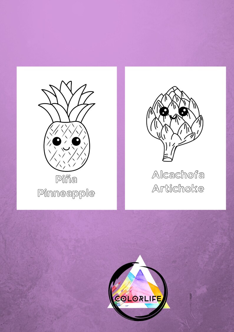 30 Hojas De Colorear Imprimible, Libro De Colorear De Frutas Y ...