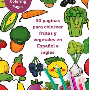 30 Hojas De Colorear Imprimible, Libro De Colorear De Frutas Y ...