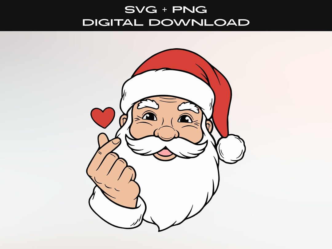 Finger Heart Santa Face SVG, Kpop Christmas PNG, Korean Sign Santa ...