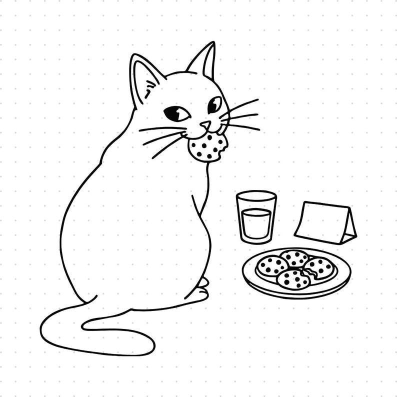 Cat Caught Eating Cookies SVG - Etsy