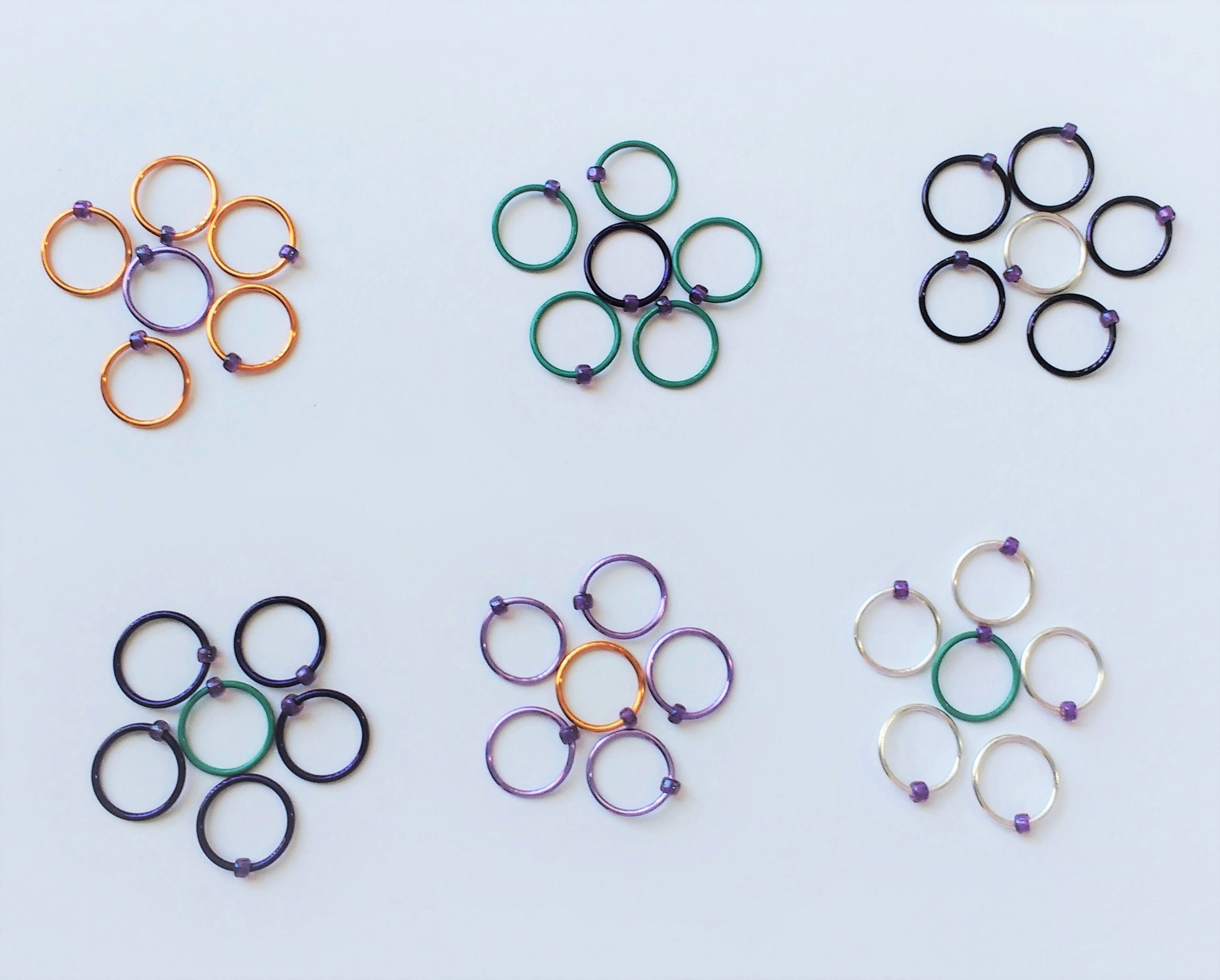 JUMBO Ring Stitch Markers for *knitting* - Set of 6 - Many Colors ...