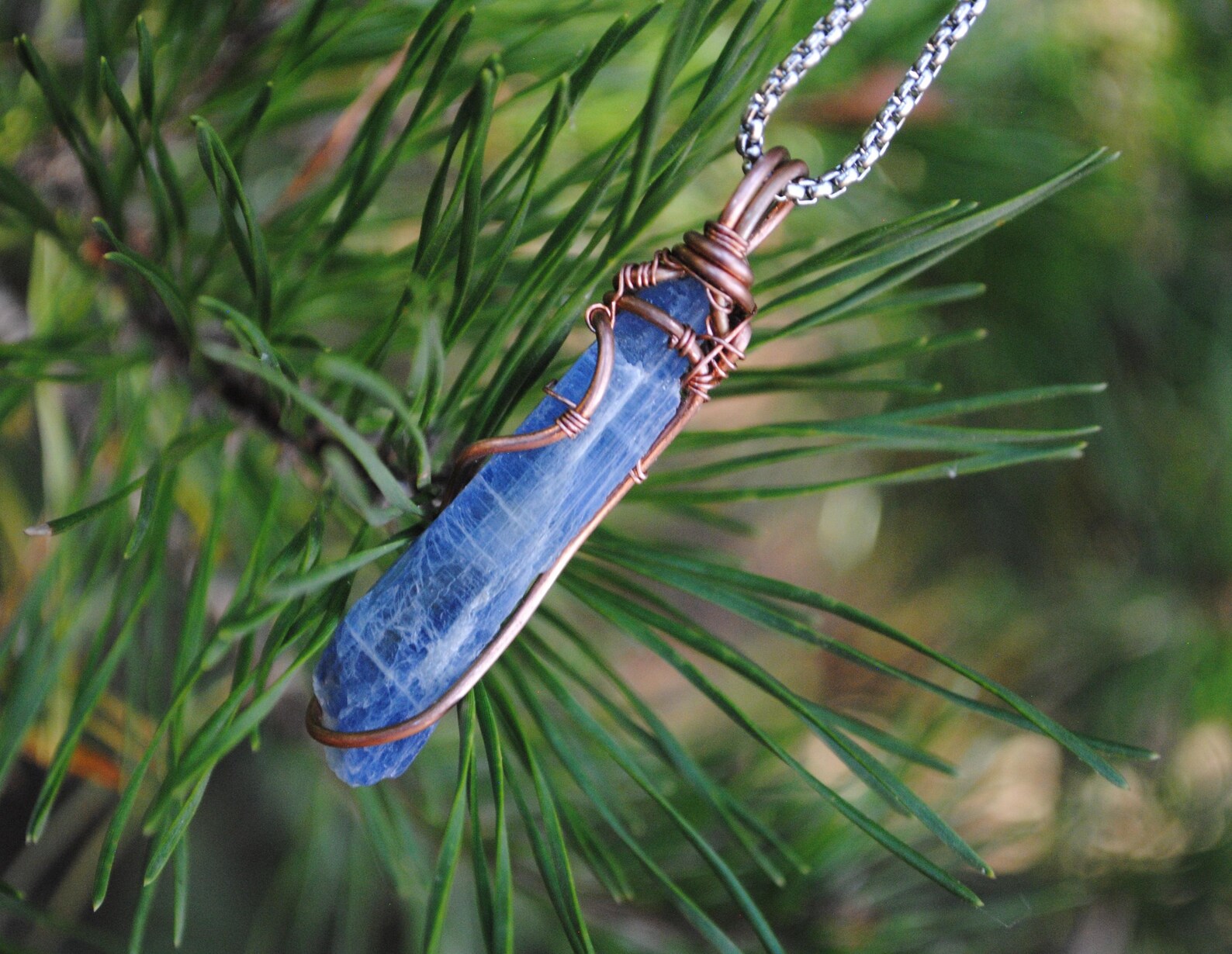 BLUE KYANITE PENDANT // Handcrafted Pendant // Copper Wire Wrapped ...