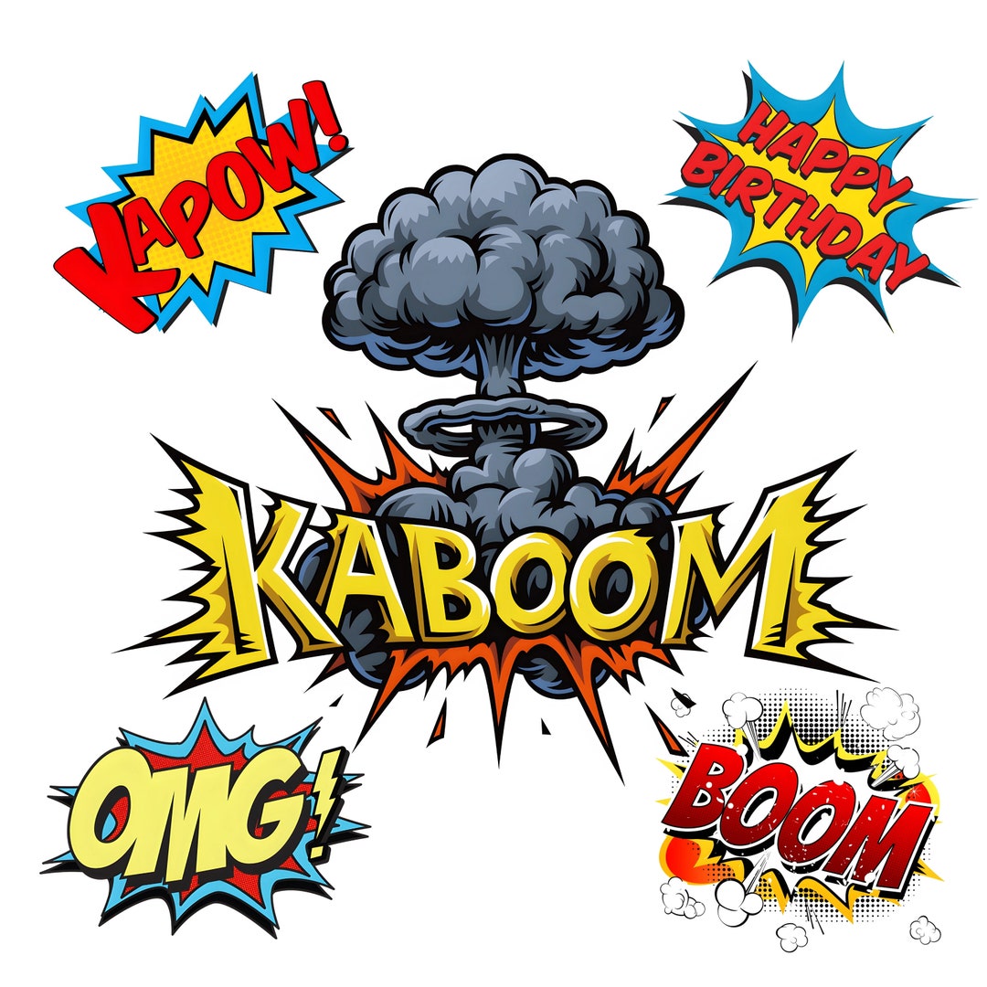 Kaboom PNG, Comic Style Action Bubbles, Retro Comic Text Emotes, Comic ...