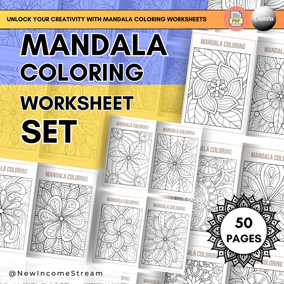 50 Mandala Coloring Book | INSTANT DOWNLOAD | Printable Coloring Pages ...
