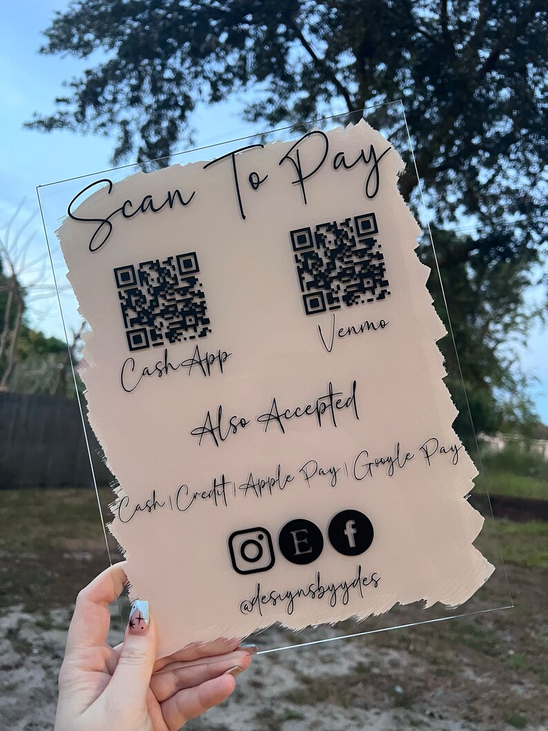 Scan to Pay Acrylic Sign With Standard Stand Vendor Decor Vendor Signs ...