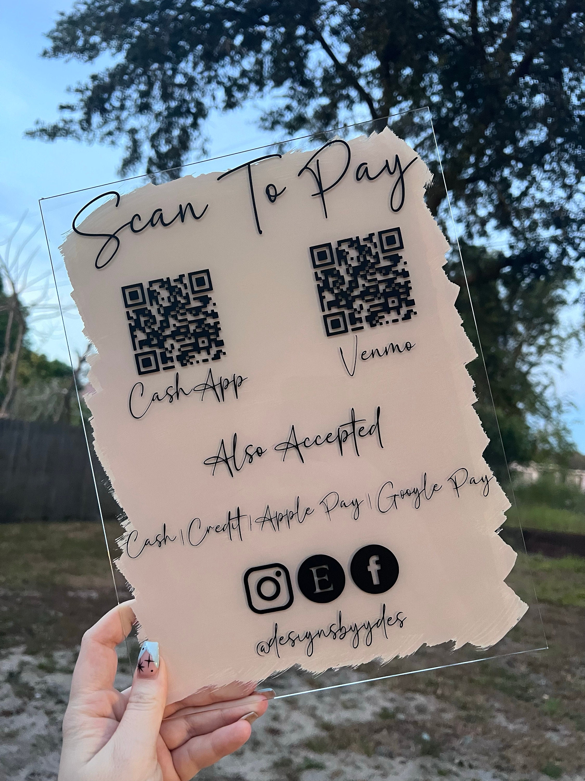 Scan to Pay Acrylic Sign With Standard Stand Vendor Decor Vendor Signs ...