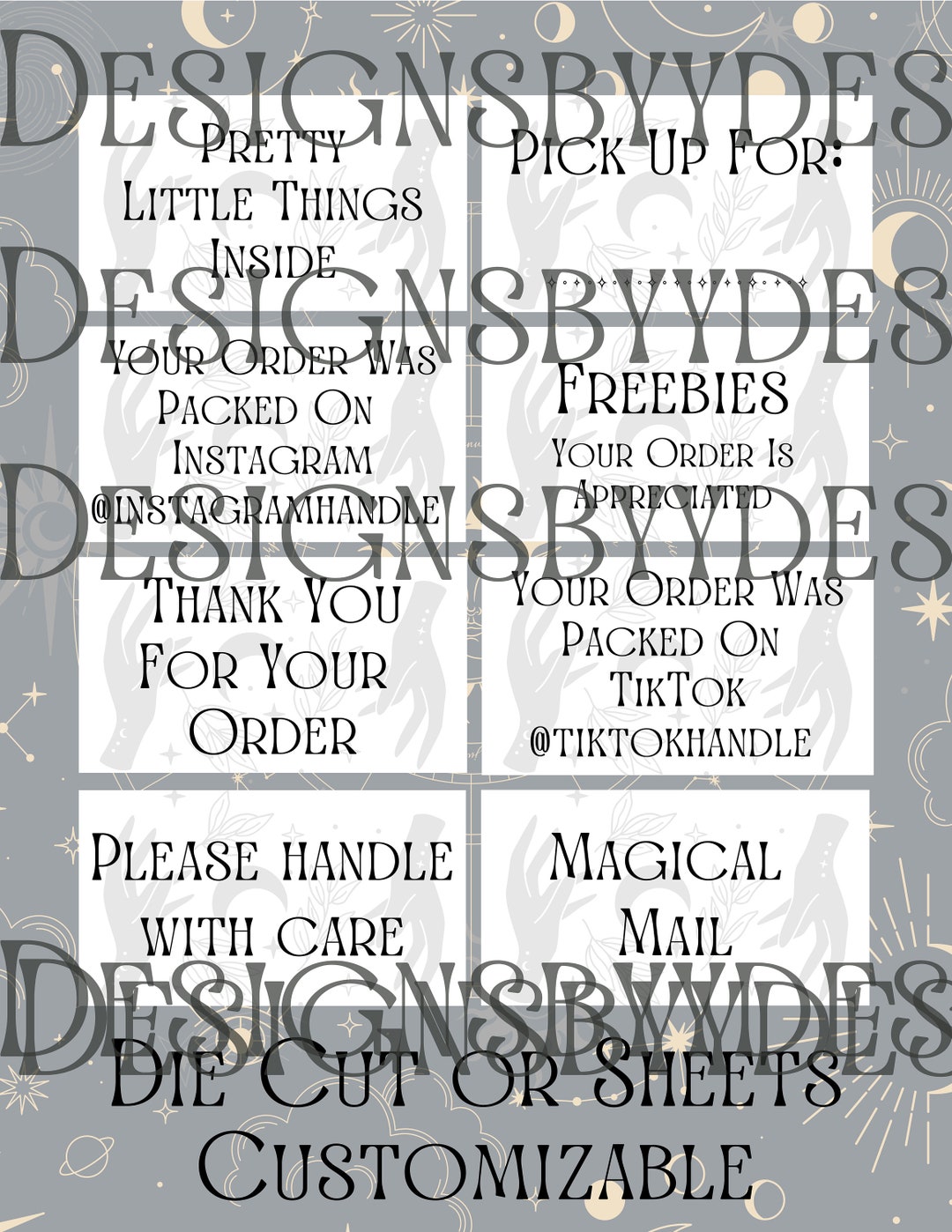 Mystical Packaging Stickers Packing Stickers Die Cut Stickers Sheet ...
