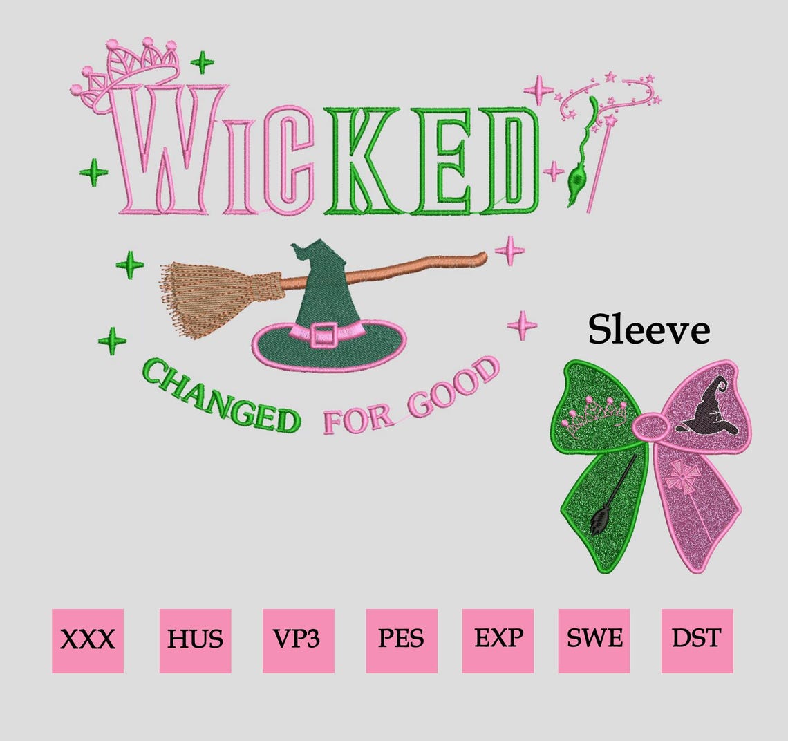 Wicked Glitter Colorful Embroidered PNG DST PES Digital Design, Wicked ...