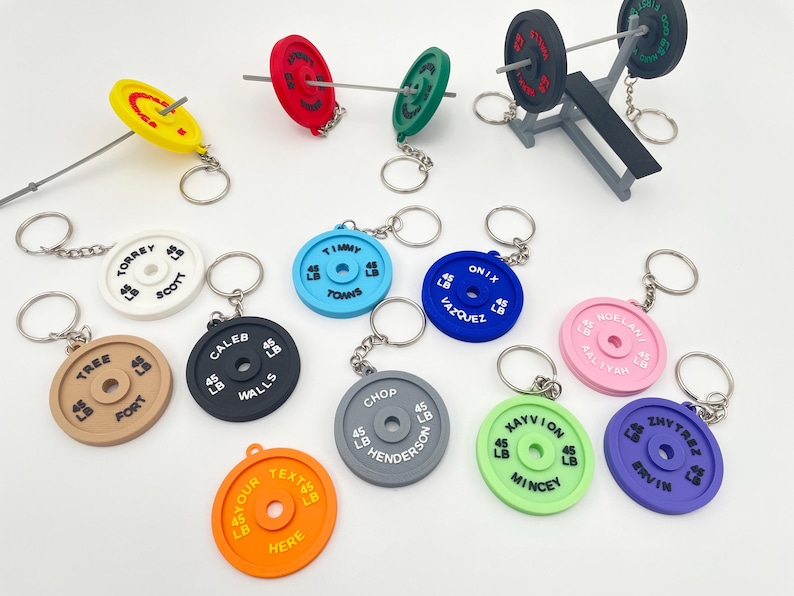 Personalized 45 LB Weight Plate Keychain | Custom Name | Gym Accessory ...