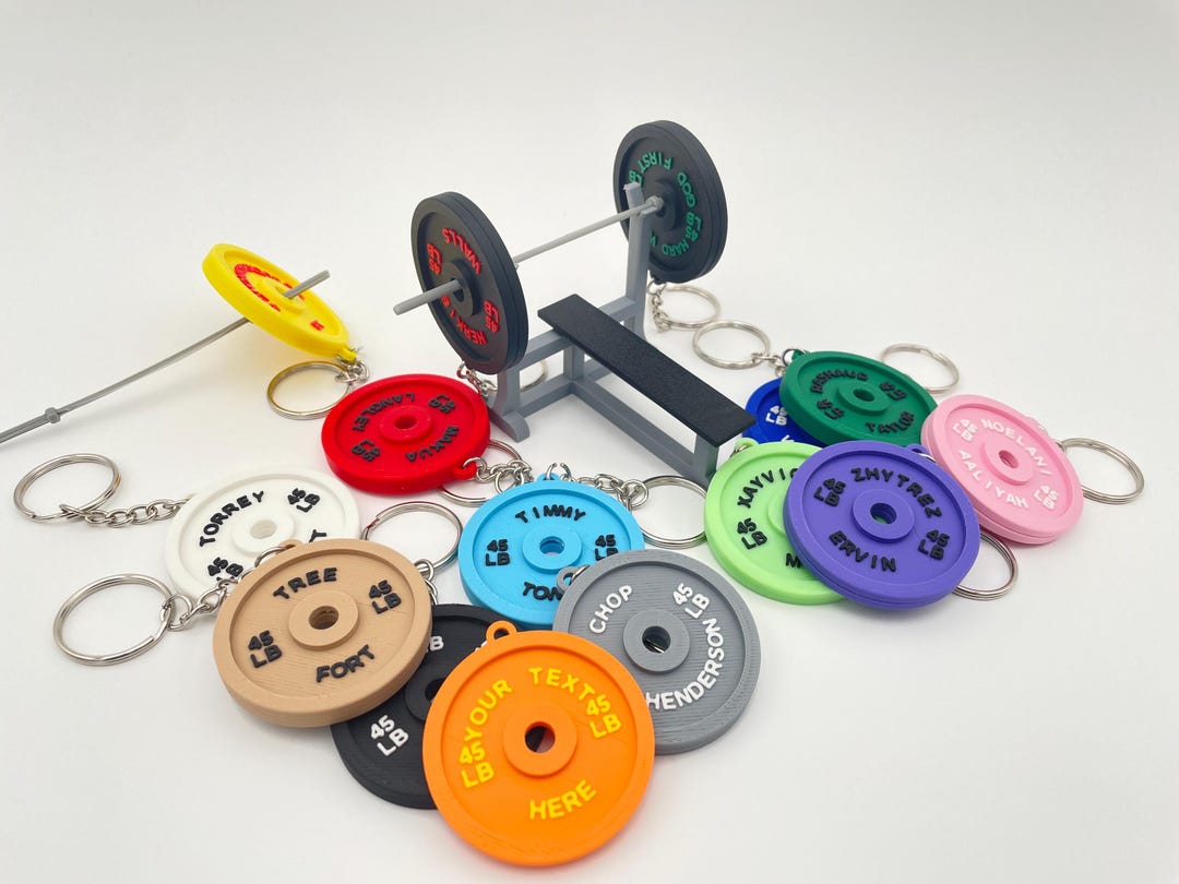 Personalized 45 LB Weight Plate Keychain | Custom Name | Gym Accessory ...
