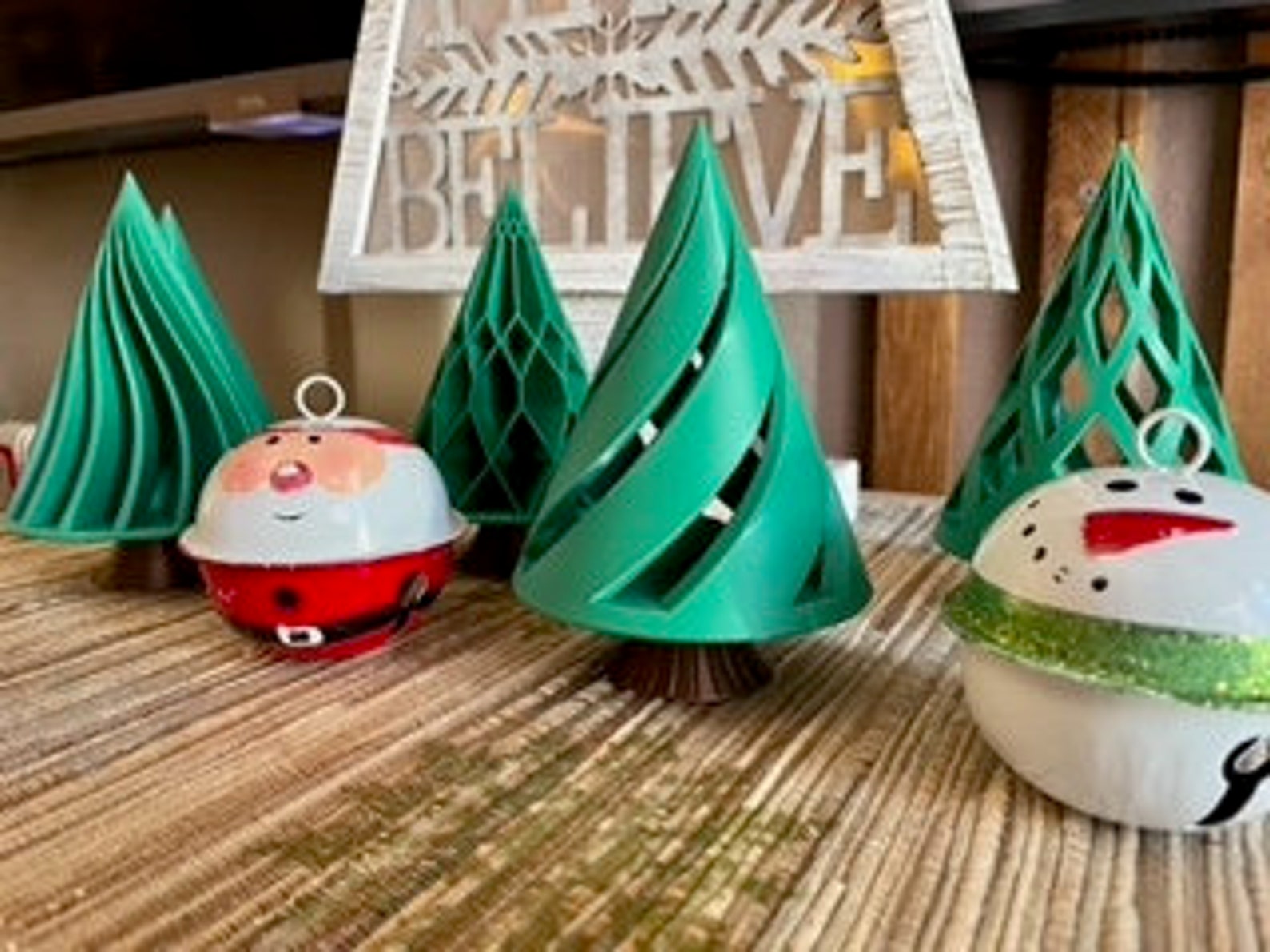 Set of 5 Enchanted Forest Christmas Trees Whimsical Tabletop Decor ...