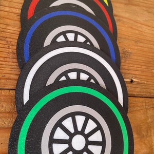 Tire Coaster Set (5 Coasters W/ Free Holder) | F1 Gifts | Home Decor ...