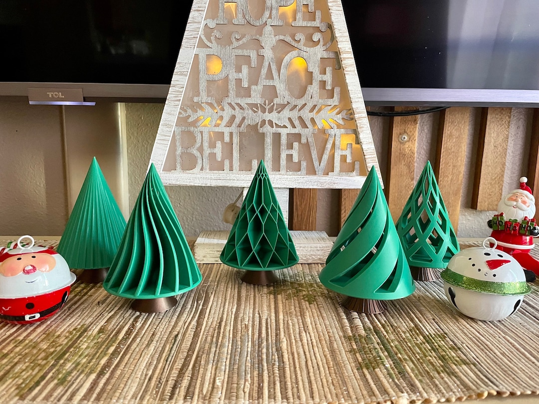 Set of 5 Enchanted Forest Christmas Trees | Whimsical Tabletop Decor ...