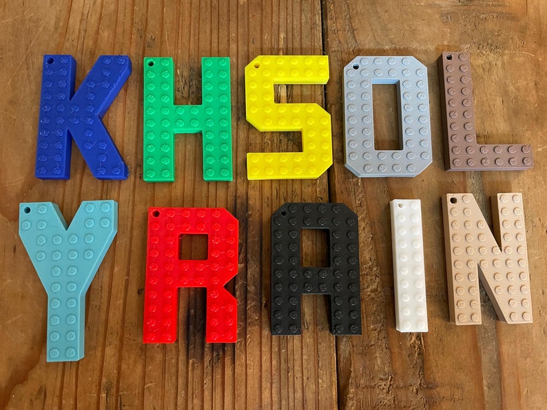Customizable Building Block Letter Keychains Back to School Small Brick ...