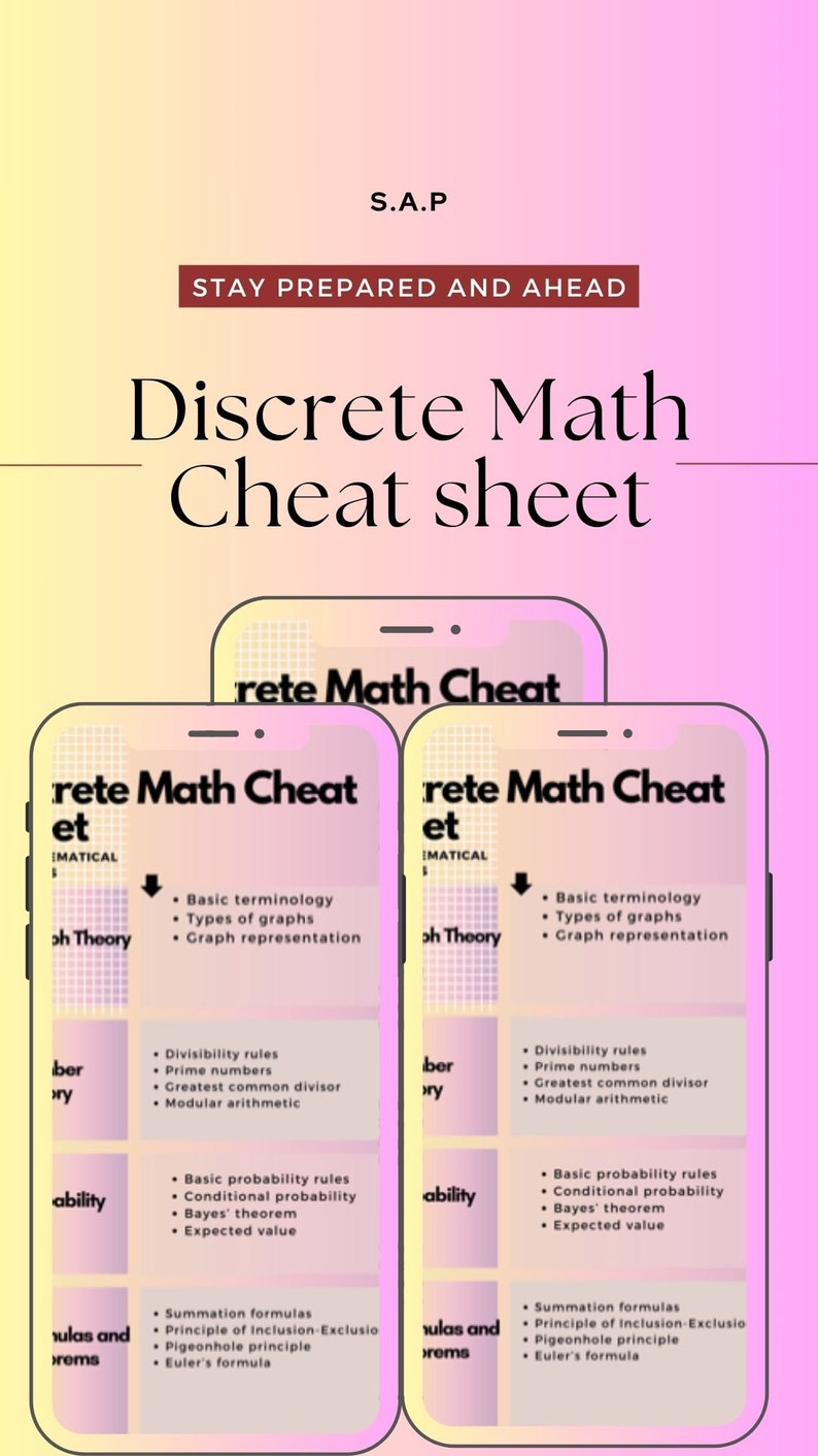 Comprehensive Discrete Math Cheat Sheet Printable PDF - Etsy