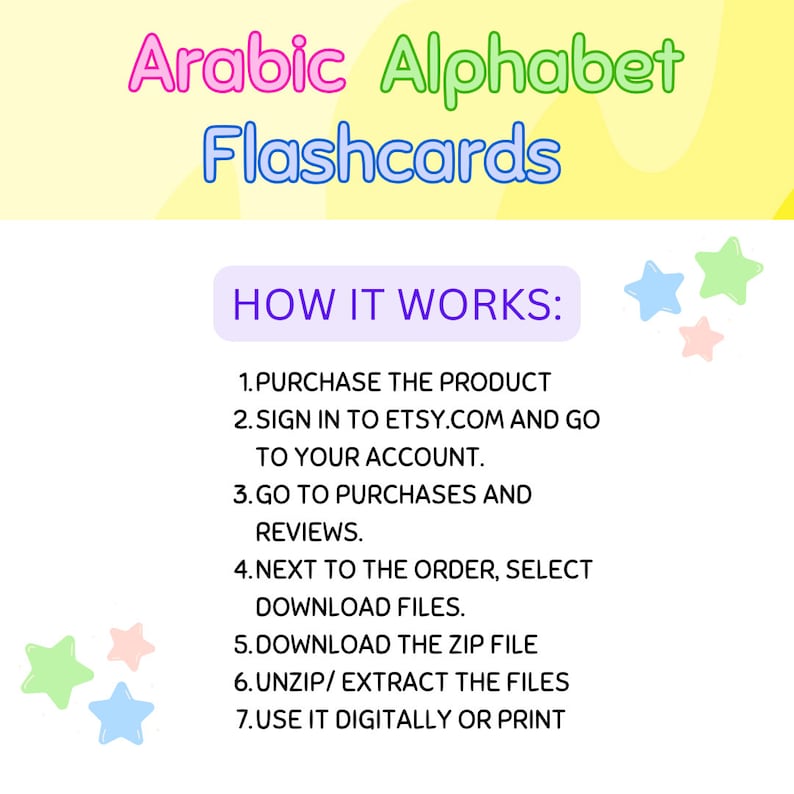 Digital Arabic Alphabet Flashcards - Etsy
