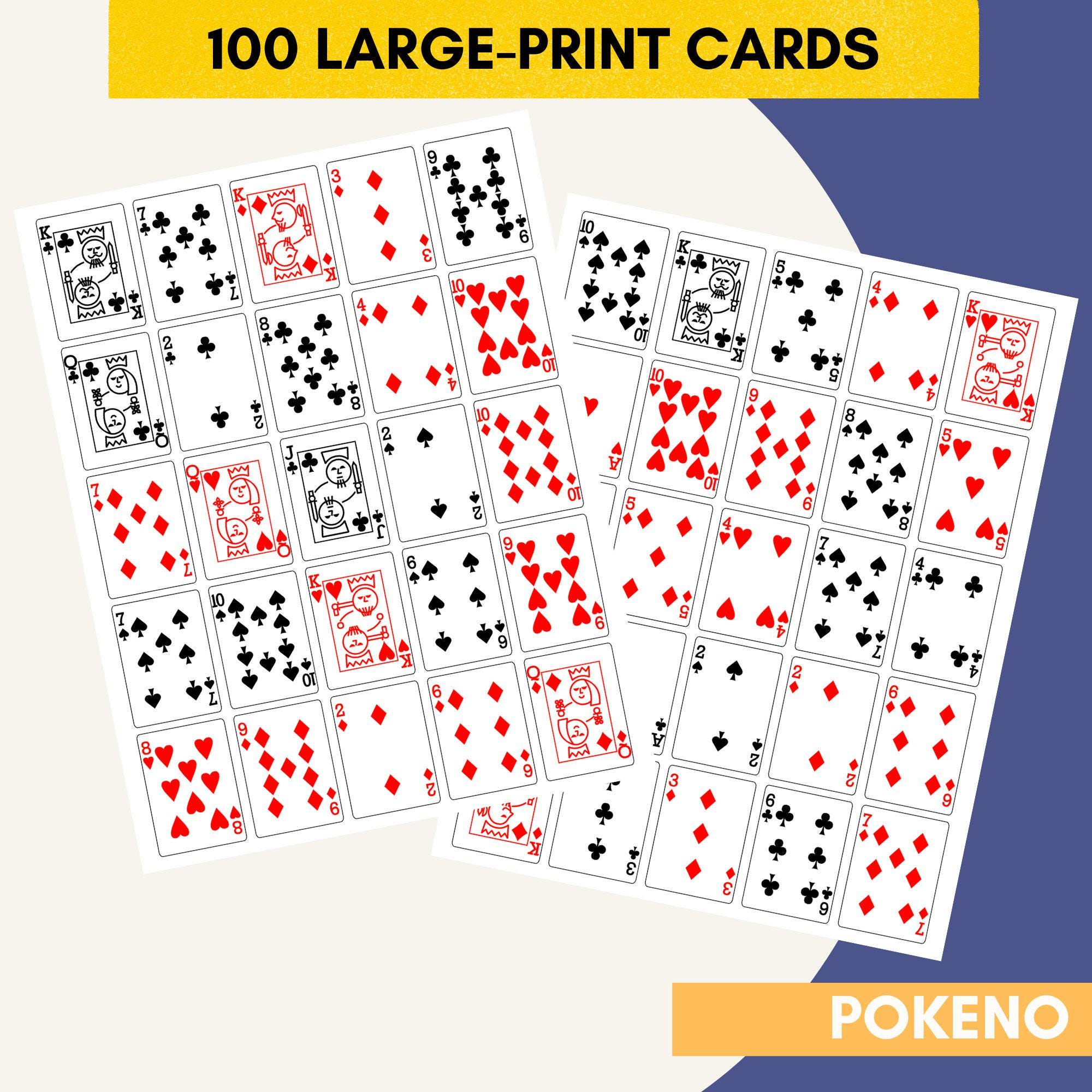 Jumbo Pokeno Cards! 100 Large-print Poker Bingo / Poker Keno Boards ...