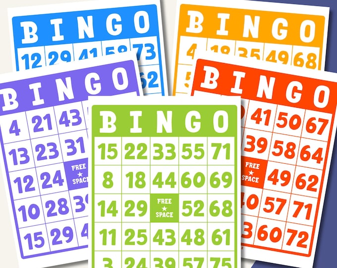 Jumbo Kids Bingo Cards! 100 Cards in 5 Fun Colors! Perfect Kids Game ...