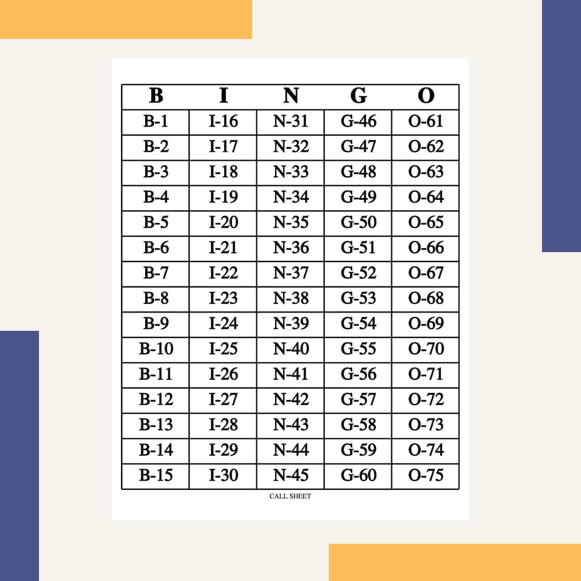 Jumbo Bingo Cards! 100 Large Print 1-75 Bingo Cards, 1 per Page ...