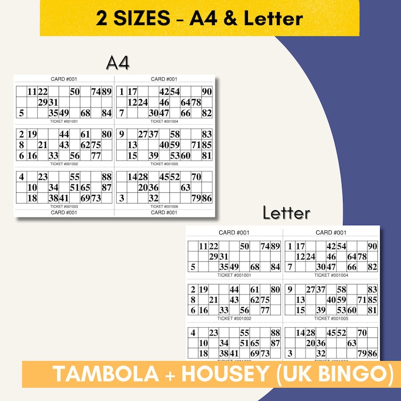 Jumbo Print 1,200 Tambola Tickets! 200 UK Style Bingo Strips! 200 Pages ...
