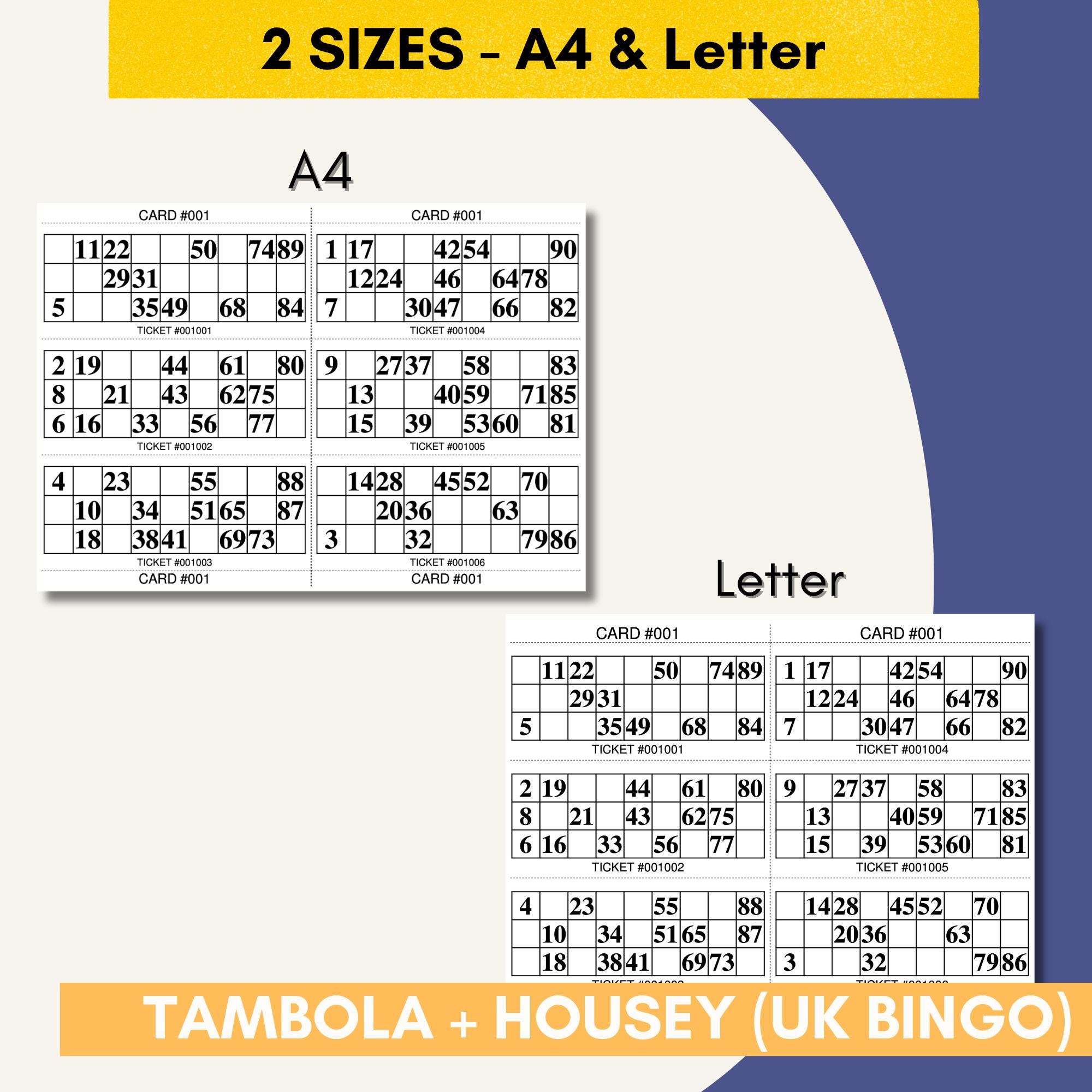 Jumbo Print 1,200 Tambola Tickets! 200 UK Style Bingo Strips! 200 Pages ...