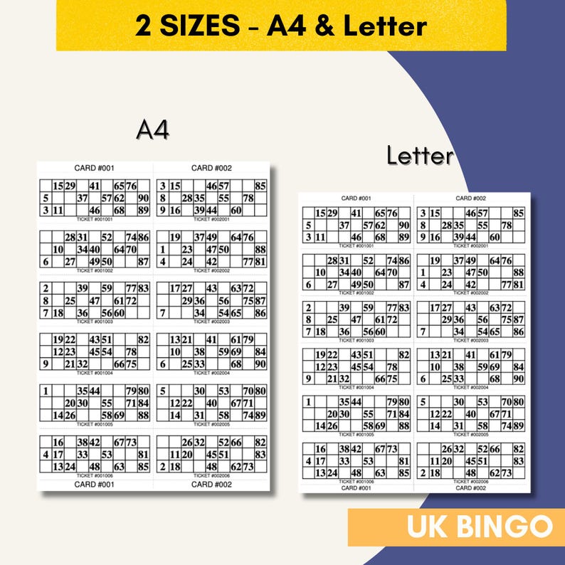 Large Print 1,200 Tambola Tickets! 200 UK Style Bingo Strips! 100 Pages ...