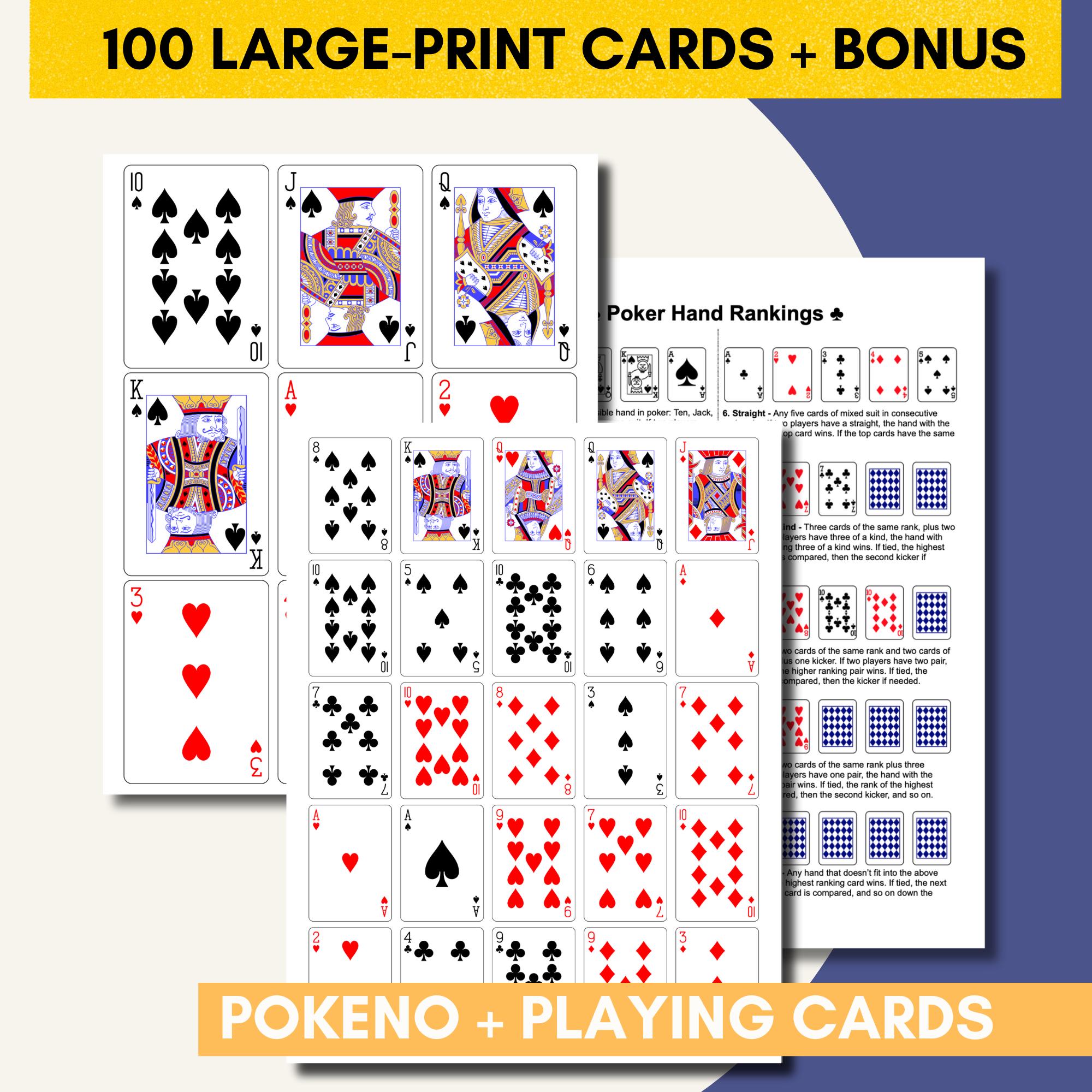 Jumbo Large-print 100 Pokeno Cards! | Poker Bingo / Poker Keno ...