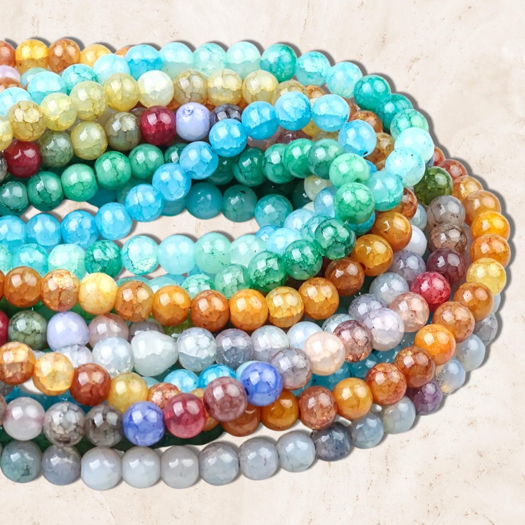 Broken Jade Round Beads and Barrel Glass Beads Loose Beads for DIY ...