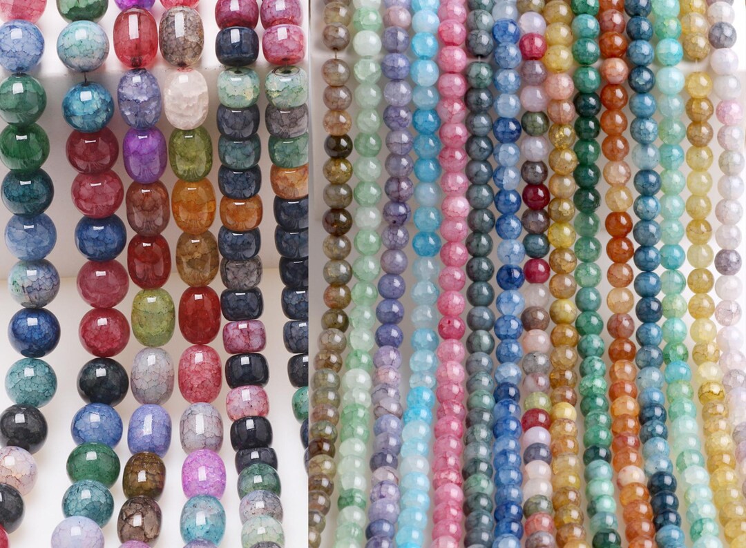Cracked Jade & Crystal Glass Beads, DIY Jewelry Making - Etsy