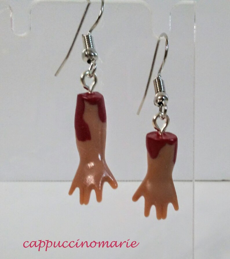 Unique Bloody Stump, Severed Hands Horror Dangle Earrings 'true Crime ...