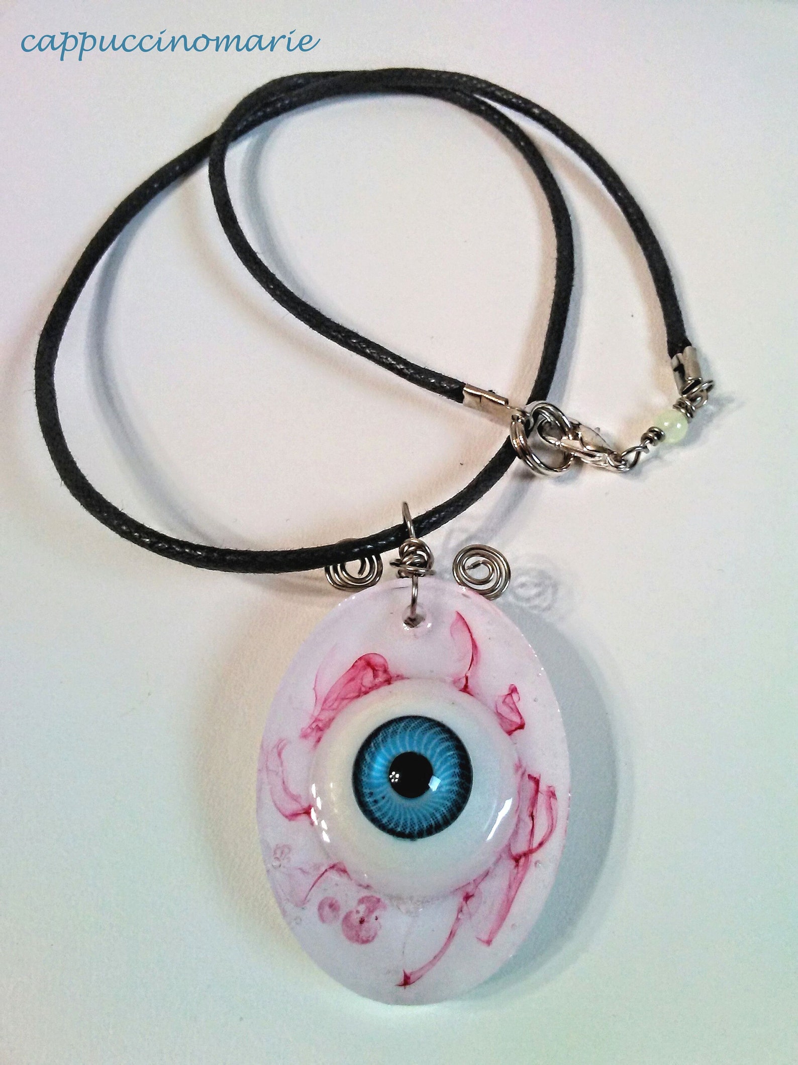 Bloody Blue Eye Creepy Resin Halloween Black Cord Choker - Weird ...