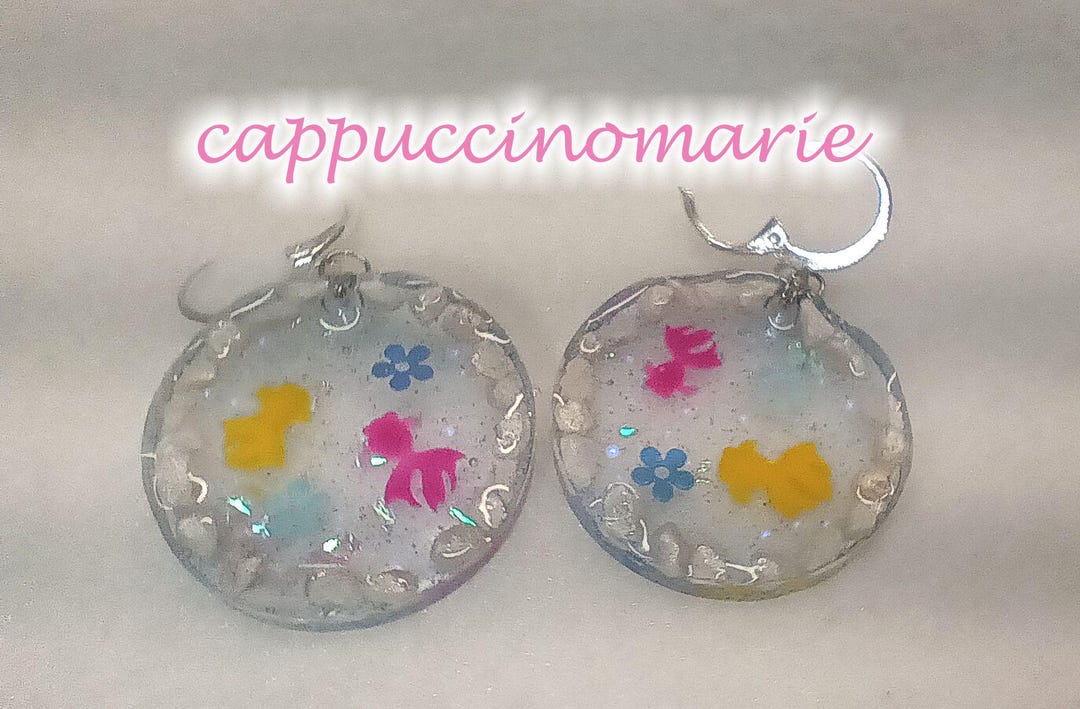 Koi Fish Pond Resin Dangle Earrings - Handmade Unique Artisan Jewelry ...