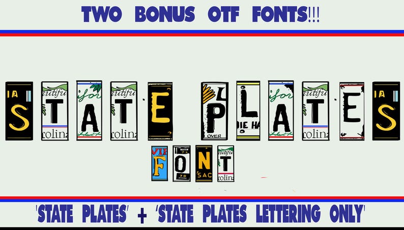 State Plates 2 .OTF License Plate Fonts and Png/eps/svg License Plate ...