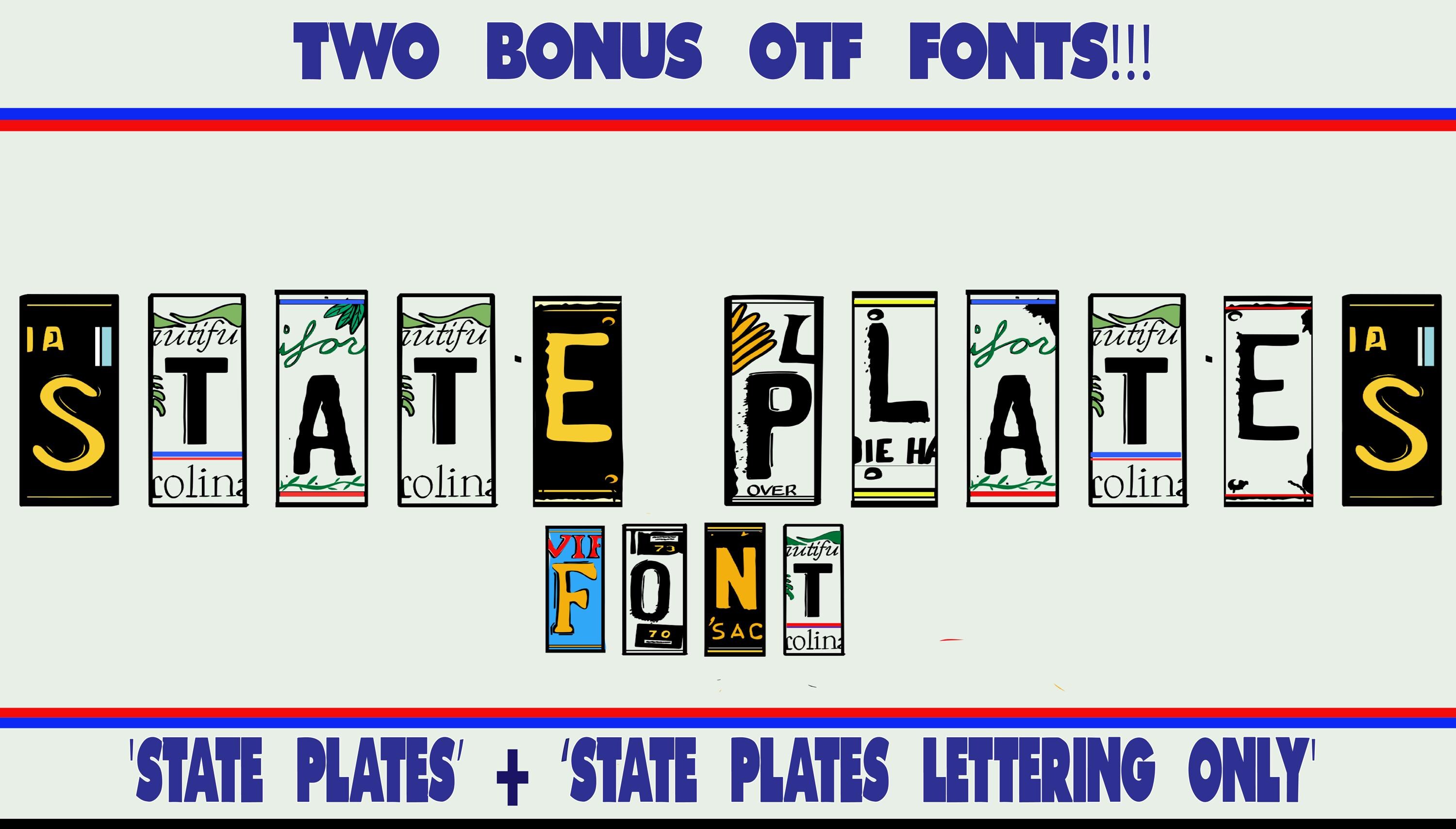 State Plates 2 .OTF License Plate Fonts and Png/eps/svg License Plate ...