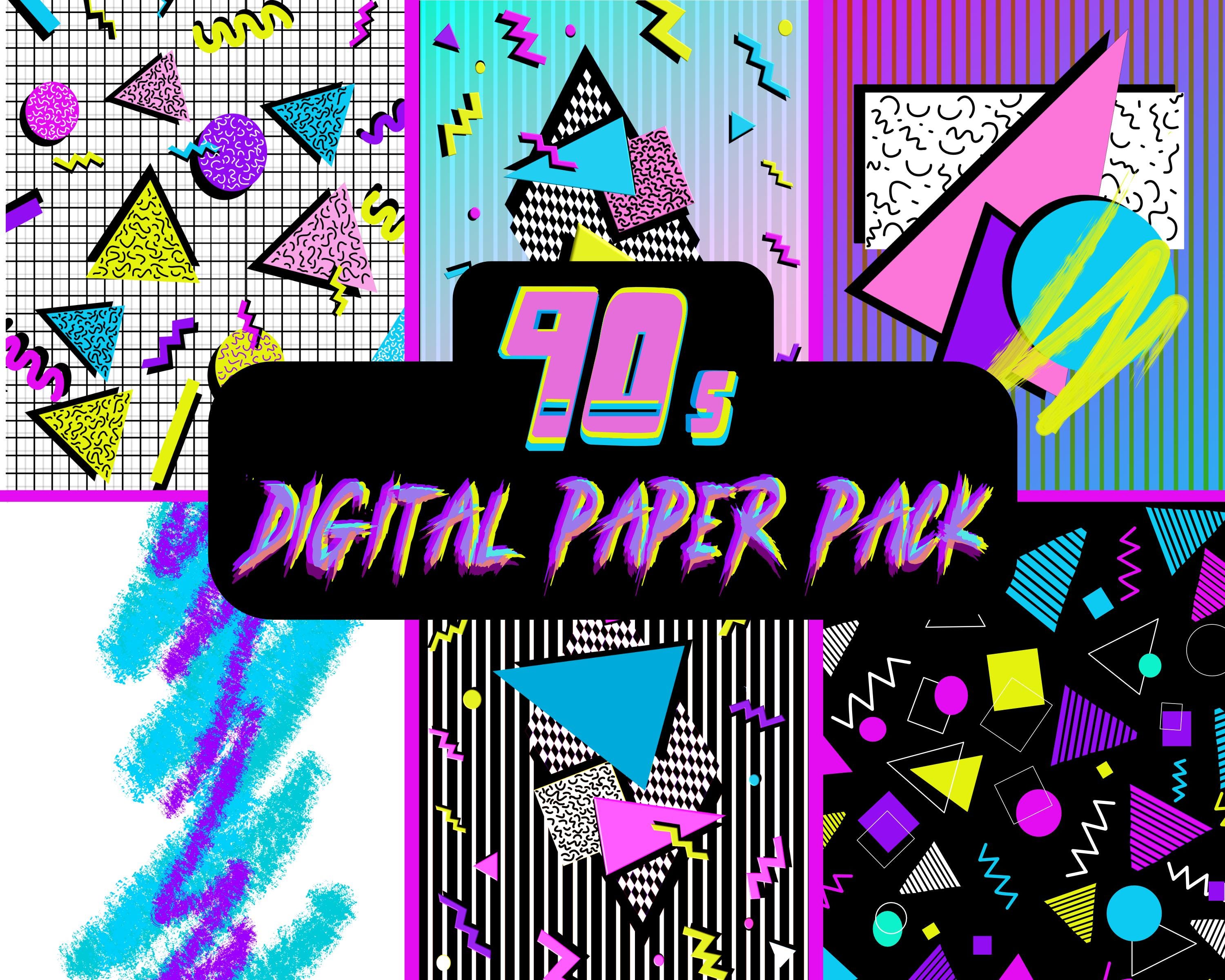 90s Digital Paper Pack 300 Ppi 1980s 1990s Retro Vintage Backgrounds ...