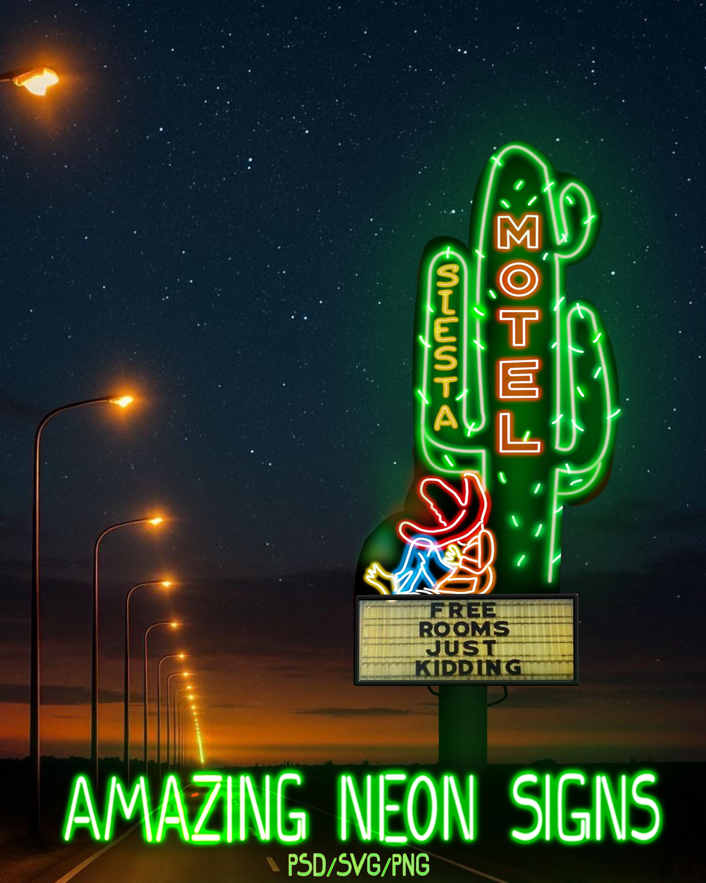 Large Realistic Neon Signs - Svg/png Nostalgic Americana Roadside ...
