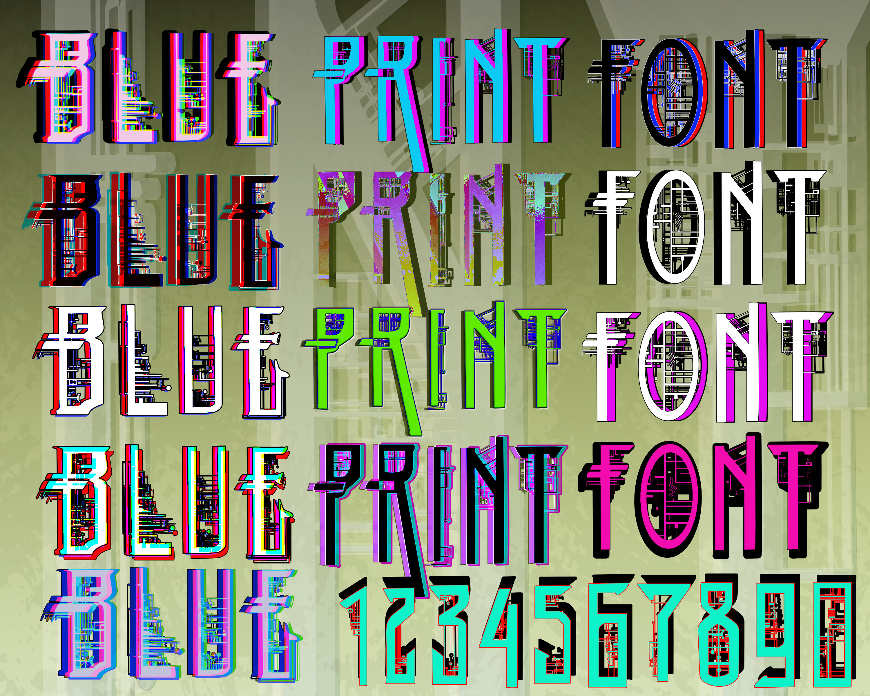 Blueprint Font- Otf Files With High Quality PNG SVG Popular Retro ...