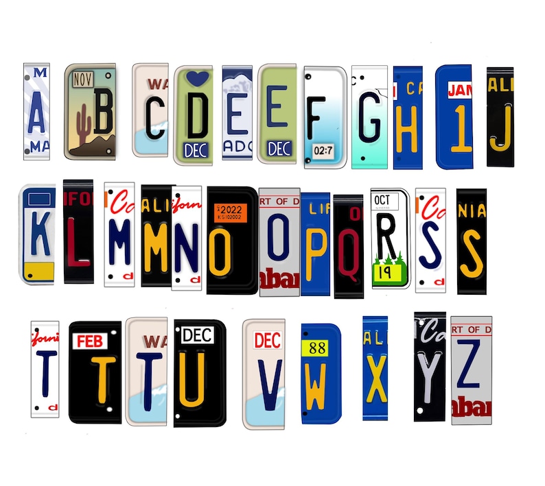 License Plate Graphic Lettering Eps/png/svg/psd Individual Lettering ...