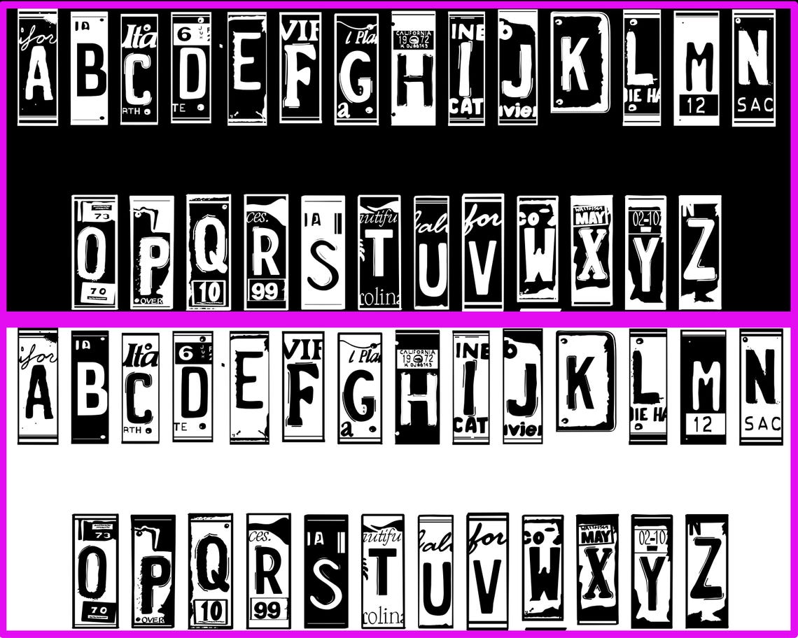 State Plates 2 .OTF License Plate Fonts and Png/eps/svg License Plate ...