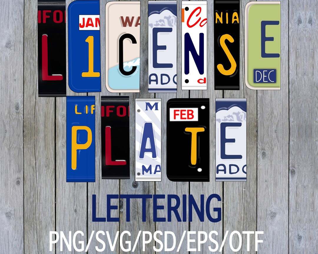 State Plates 2 .OTF License Plate Fonts and Png/eps/svg License Plate ...