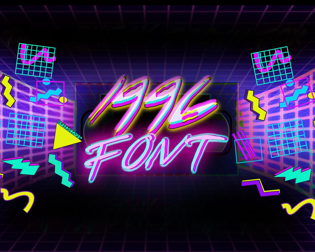 1996 Font - Hand Written Retro Vintage Script Fonts Lettering Happy ...