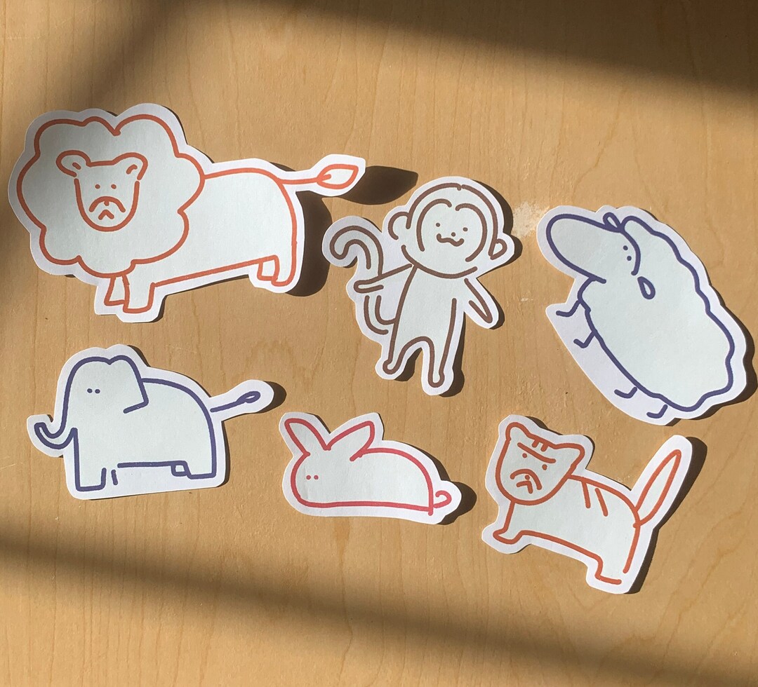 Goofy Animal Paper Stickers | Cute Silly Stationary Stickers - Etsy