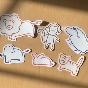 Goofy Animal Paper Stickers | Cute Silly Stationary Stickers - Etsy